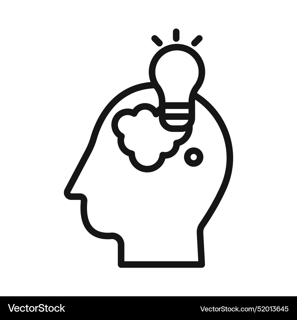 Thinking icon black line art Royalty Free Vector Image