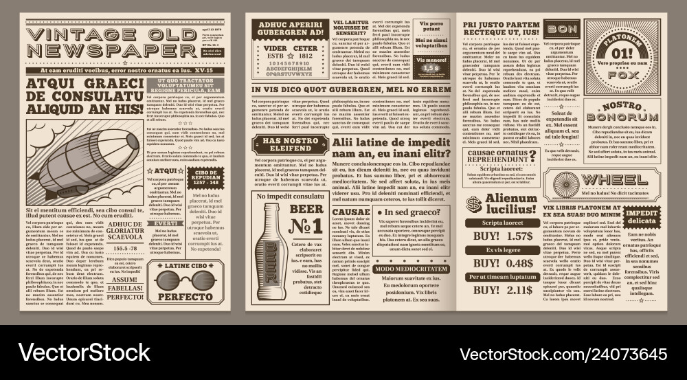 Vintage newspaper template retro newspapers page Vector Image