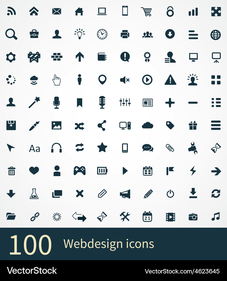 Web Icons Collection - 100 Icons Royalty Free Vector Image