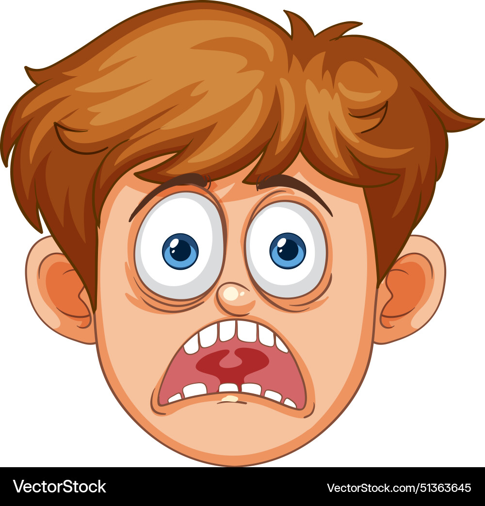 Wide-eyed cartoon face showing shock Royalty Free Vector