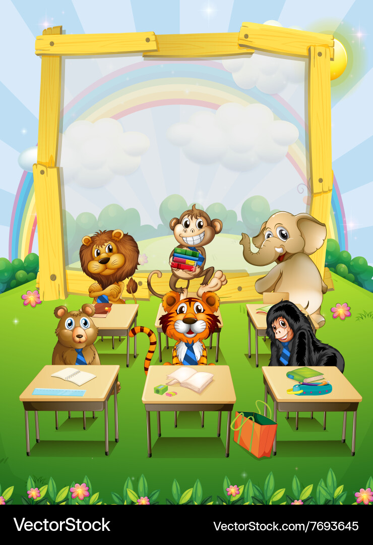 Wild Animals in a Classroom Setting Royalty Free Vector