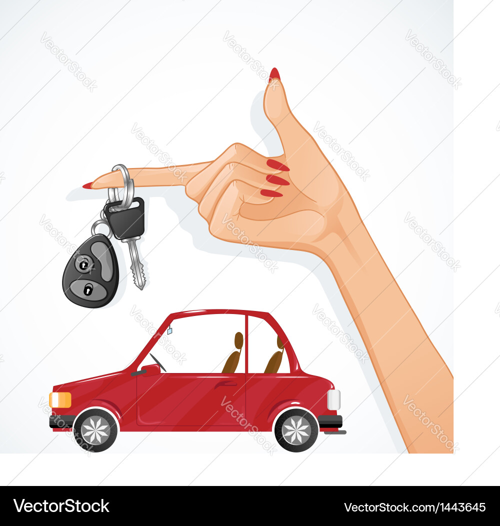 Woman's Hand with Red Car Key Royalty Free Vector Image