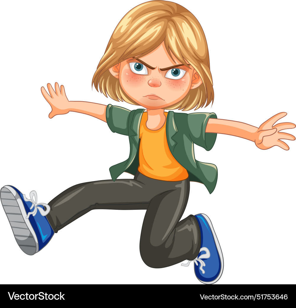 A girl in a dynamic determined stance Royalty Free Vector