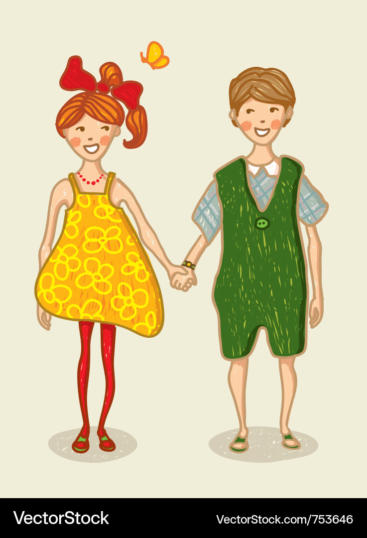 Boy and girl Royalty Free Vector Image - VectorStock