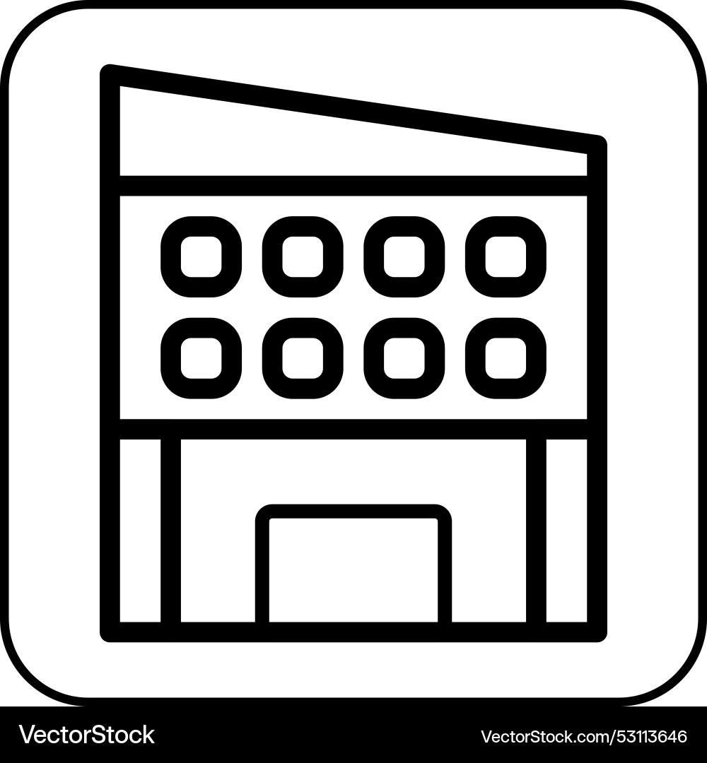 Building icon border black Royalty Free Vector Image