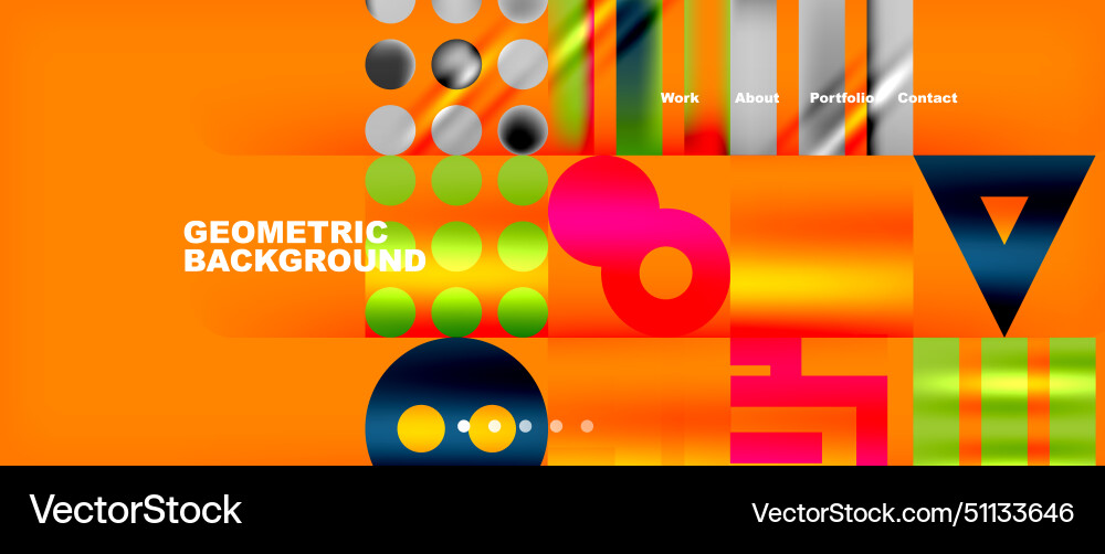 Colorful geometric shapes on orange background Vector Image