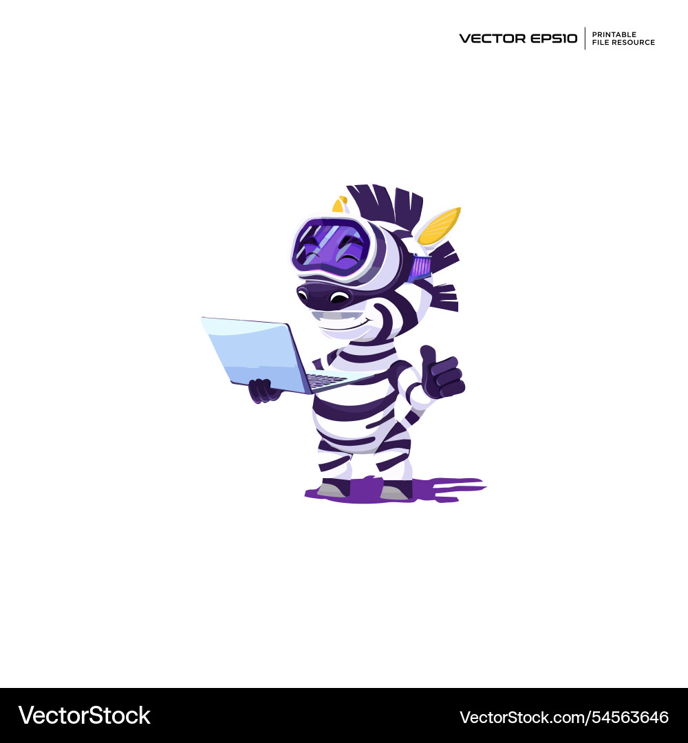 Cute zebra technology character mascot logo Vector Image