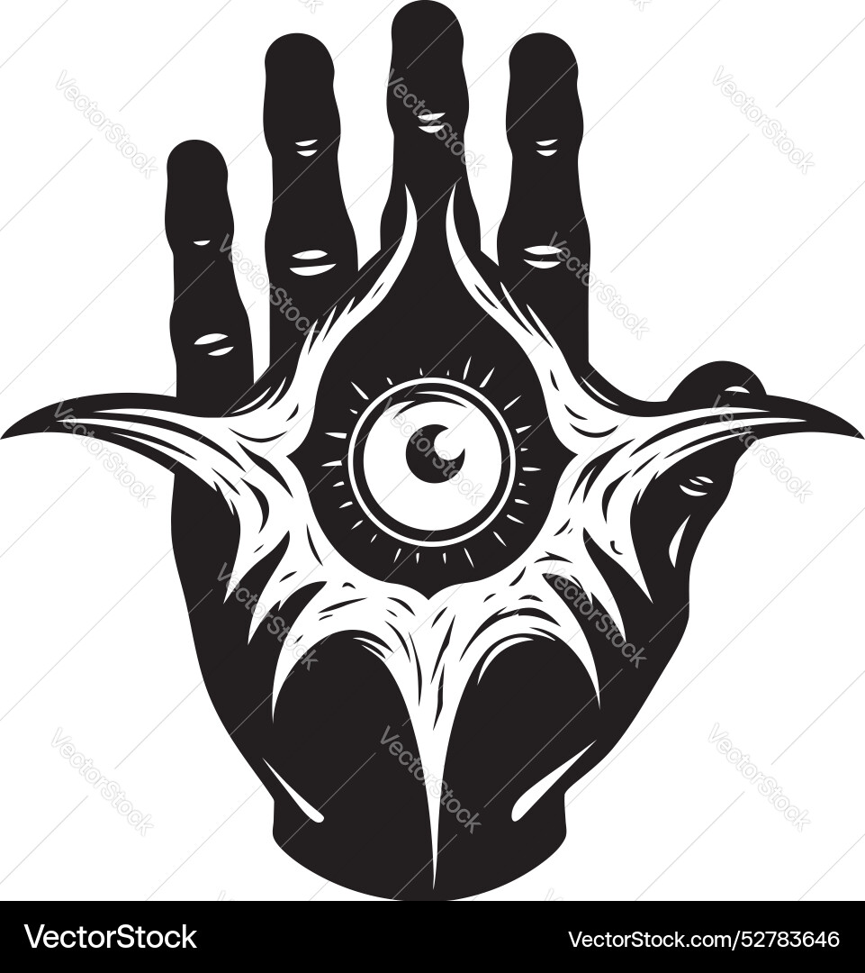 Devilish watch devil hand holding eyeball logo Vector Image