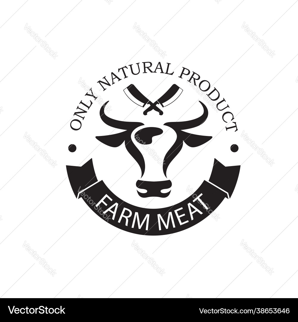 Farm animal cow label Royalty Free Vector Image