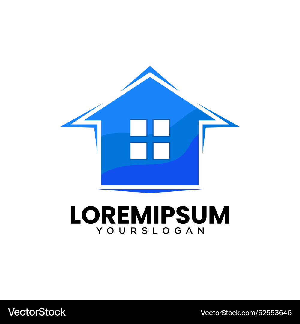 Home blue logo design Royalty Free Vector Image