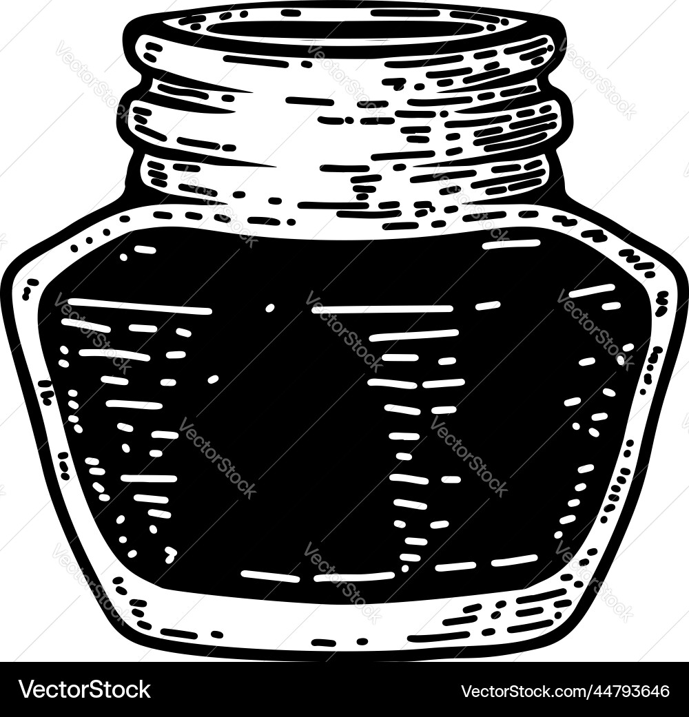 Inkwell in engraving style design element Vector Image