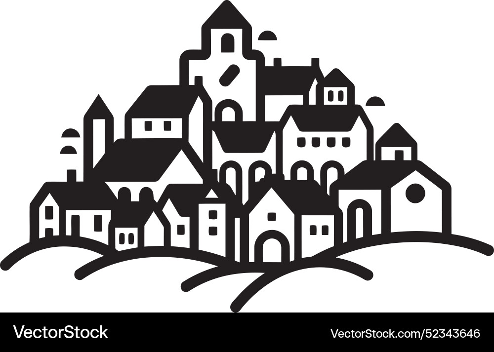 Monochromatic memories village Royalty Free Vector Image