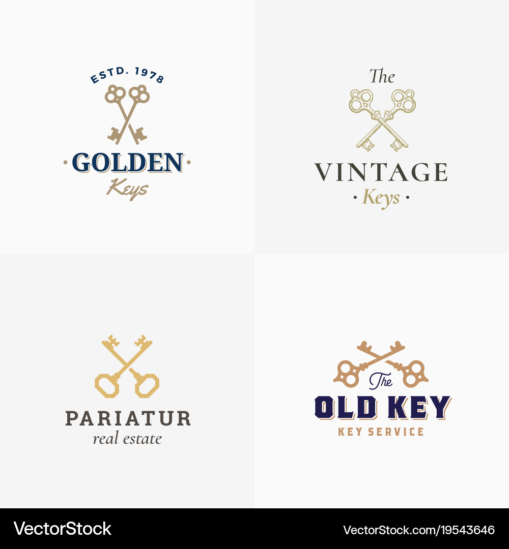Retro keys set abstract signs symbols Royalty Free Vector