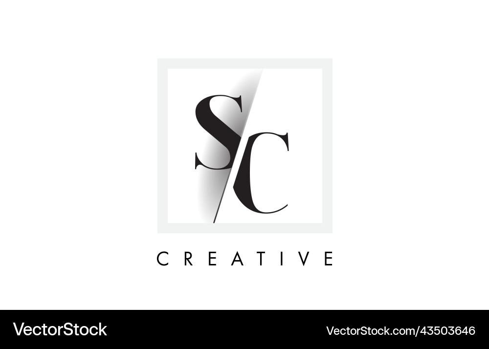 Sc serif letter logo design with creative Vector Image
