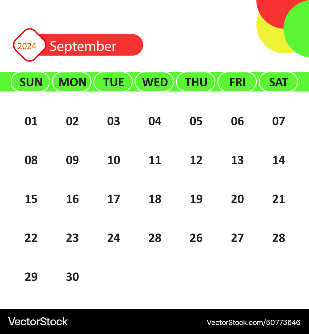September 2024 Royalty Free Vector Image - VectorStock