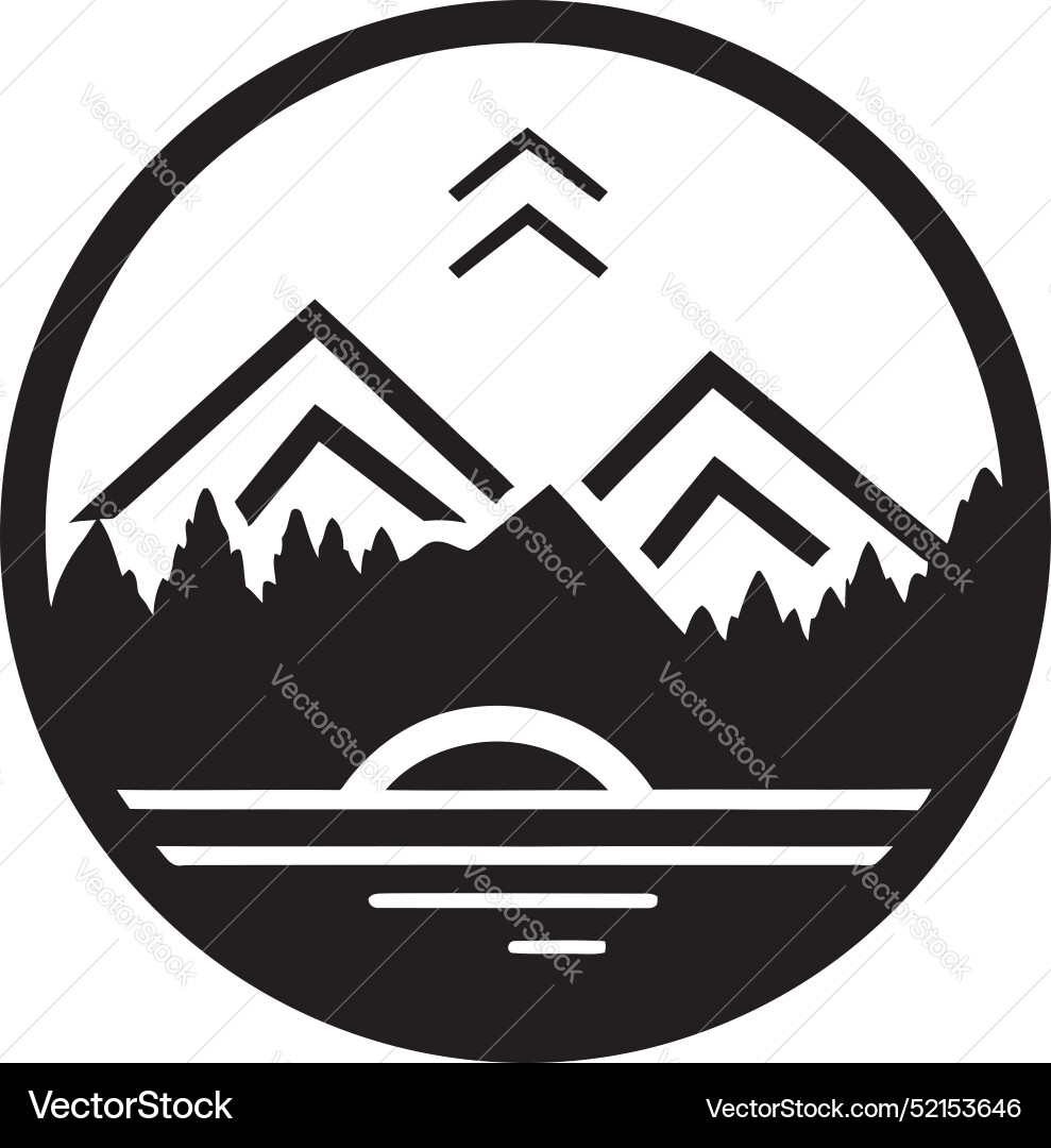 Tranquil terrain minimalist landscape symbol Vector Image