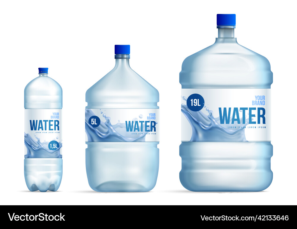 Water storage bottles set Royalty Free Vector Image