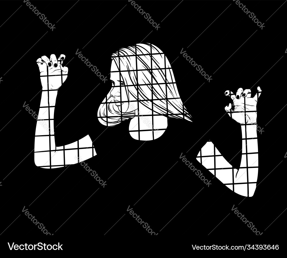 Young Girl Behind Bars Royalty Free Vector Image