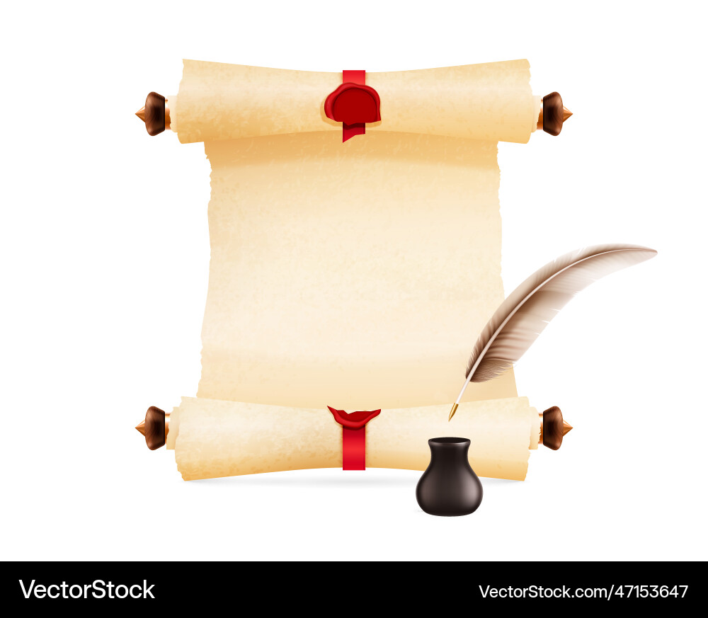 Ancient parchment realistic composition Royalty Free Vector