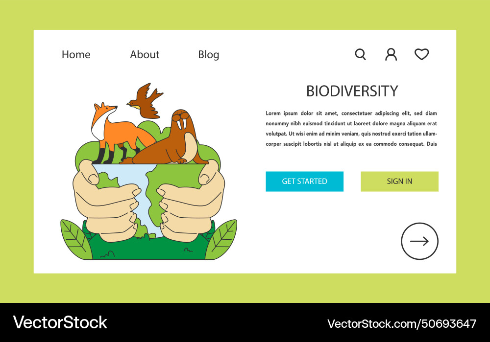 Biodiversity conservation web banner or landing Vector Image