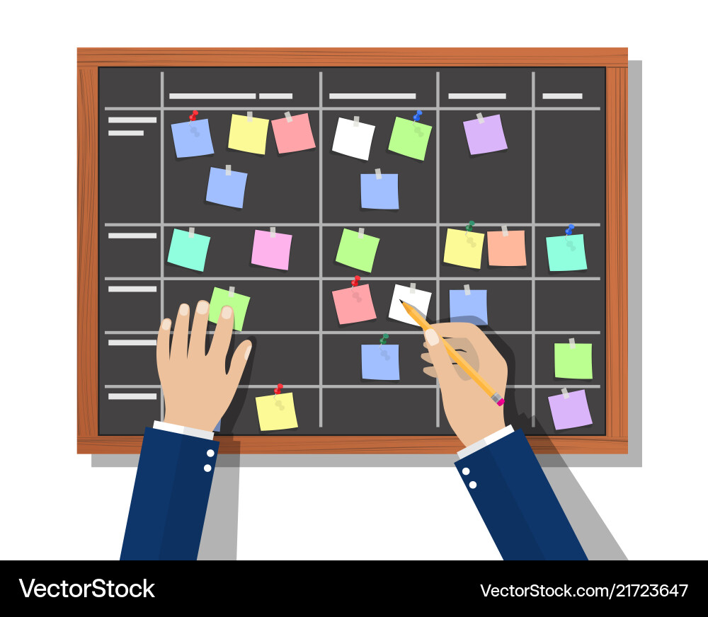 Calendar schedule board with collaboration plan Vector Image