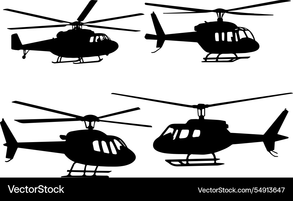 Cartoon Helicopters - Black Set Royalty Free Vector Image