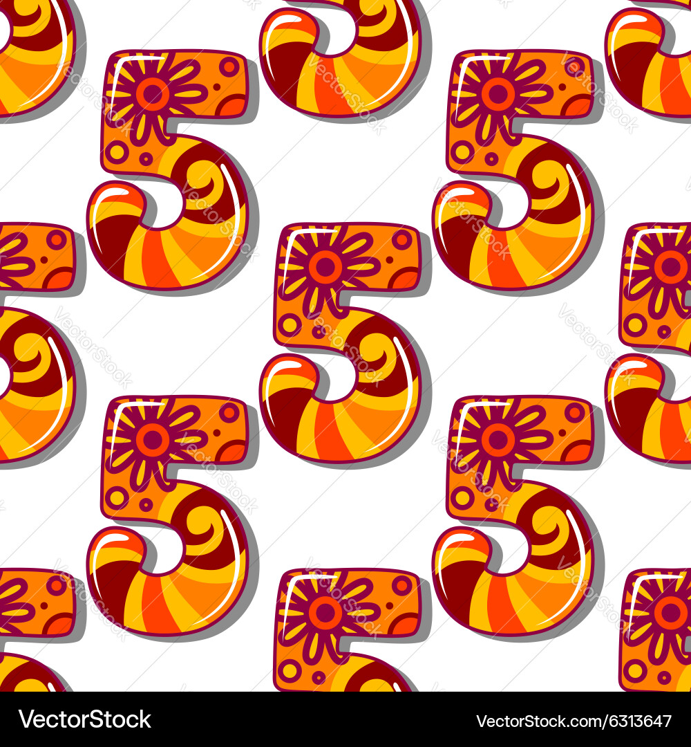 Childish seamless pattern with number five Vector Image