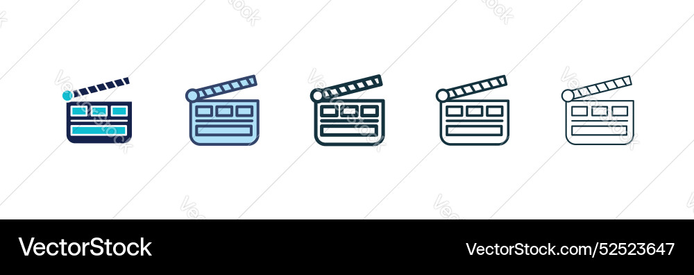 Cinema flapper icon set black filled and outlined Vector Image