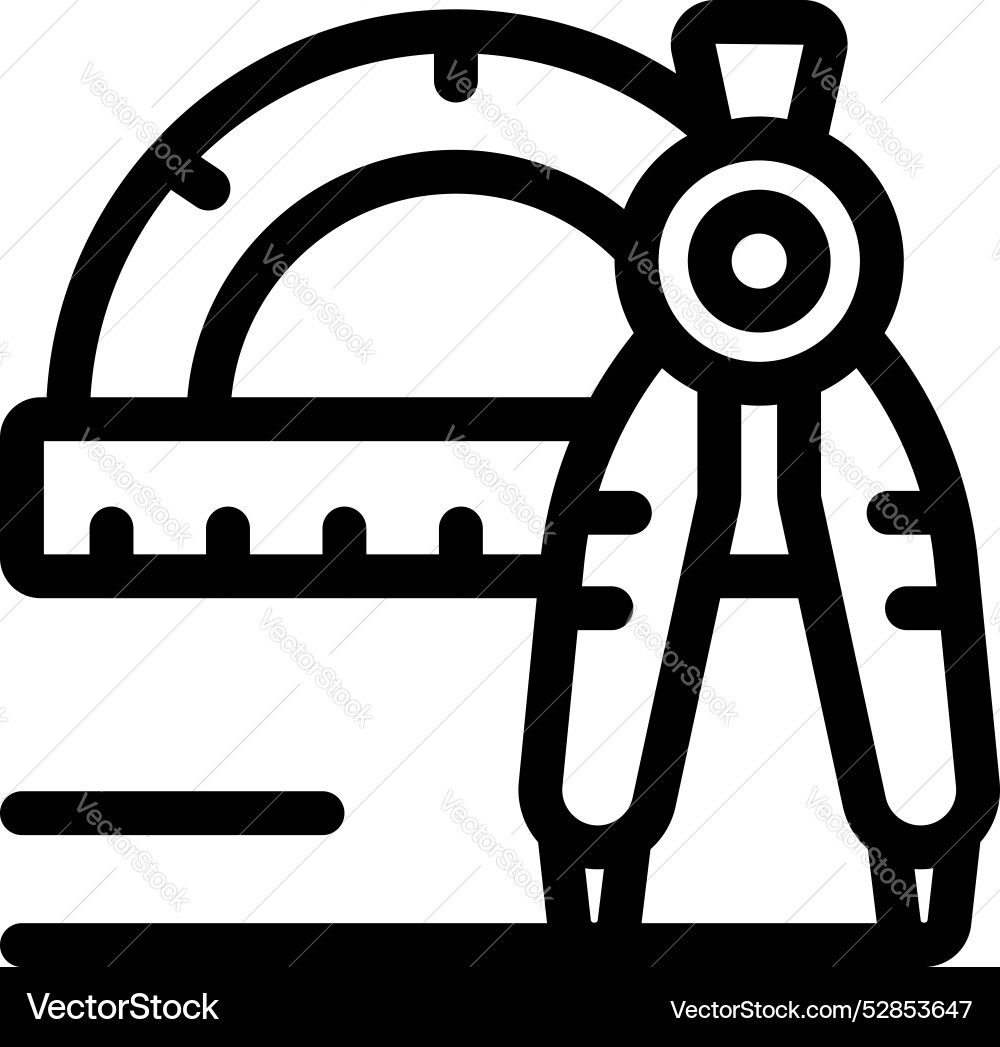 Compass drawing perfect circle near protractor Vector Image