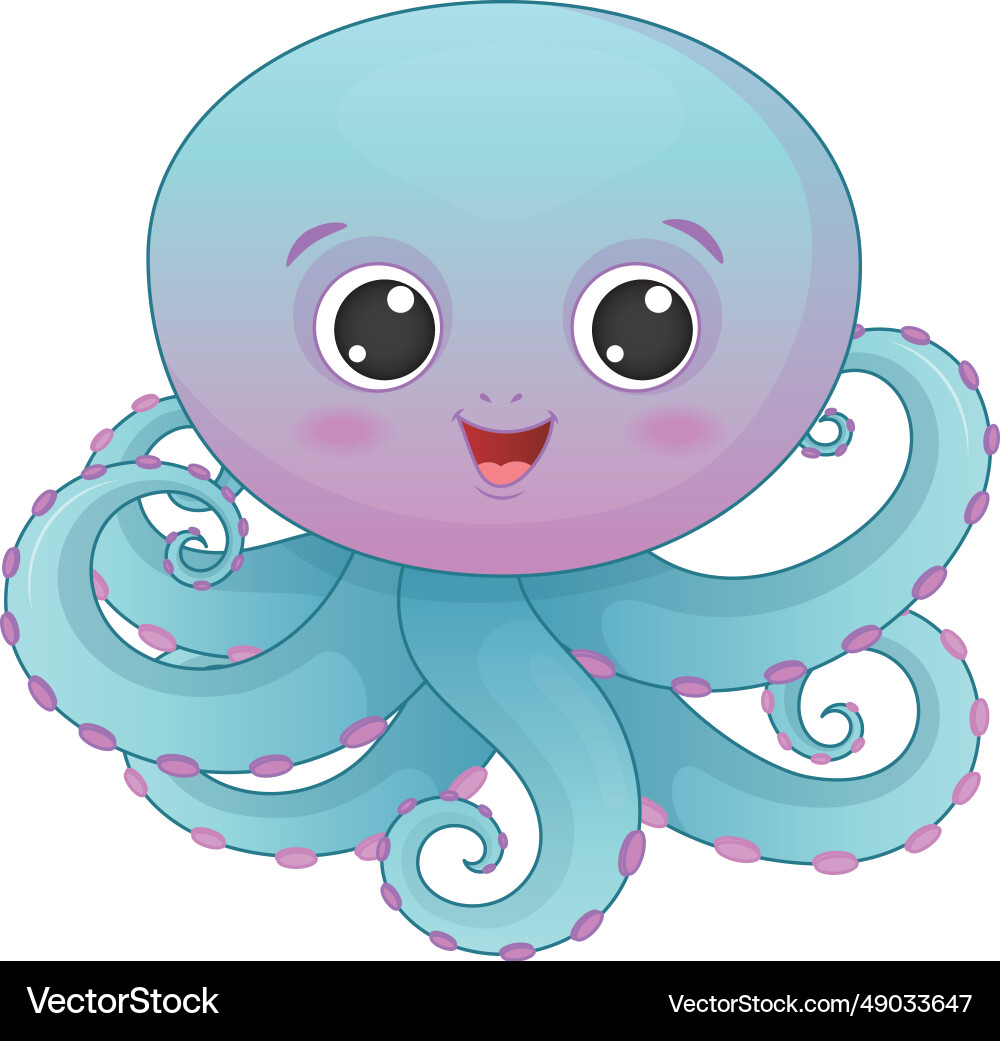 Cute cartoon baby octopus Royalty Free Vector Image