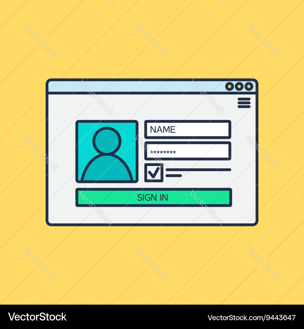 Form of login to account Royalty Free Vector Image