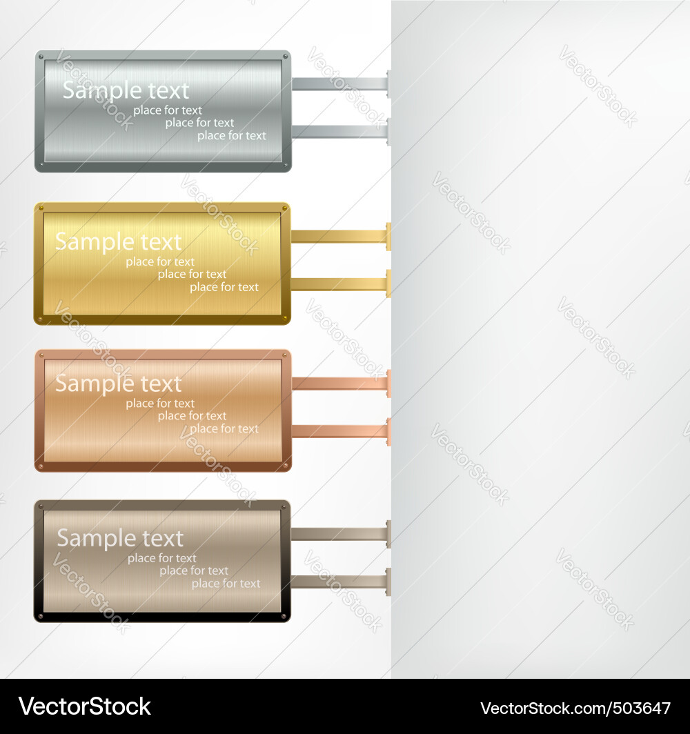 Four metallic tags Royalty Free Vector Image - VectorStock