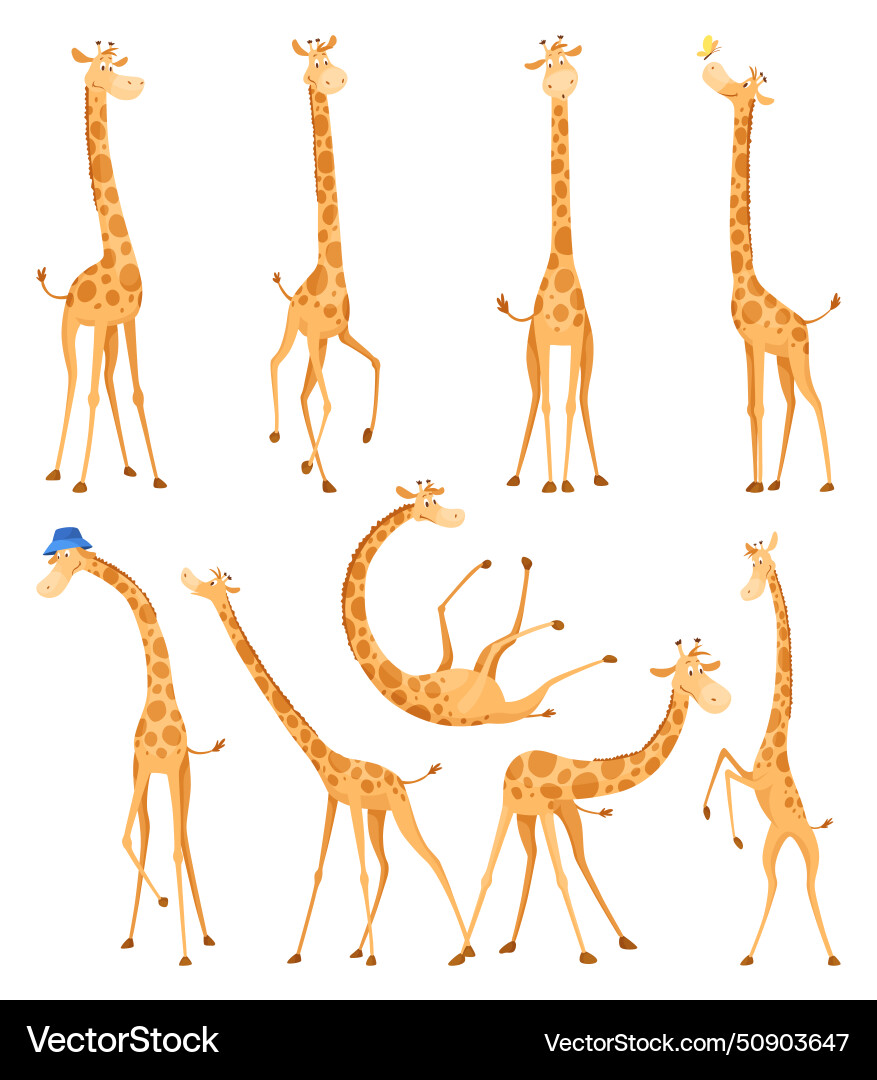 Funny giraffes in a cartoon style Royalty Free Vector Image