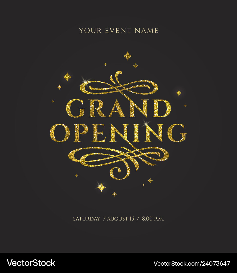 Glitter Gold Grand Opening Logo Royalty Free Vector Image
