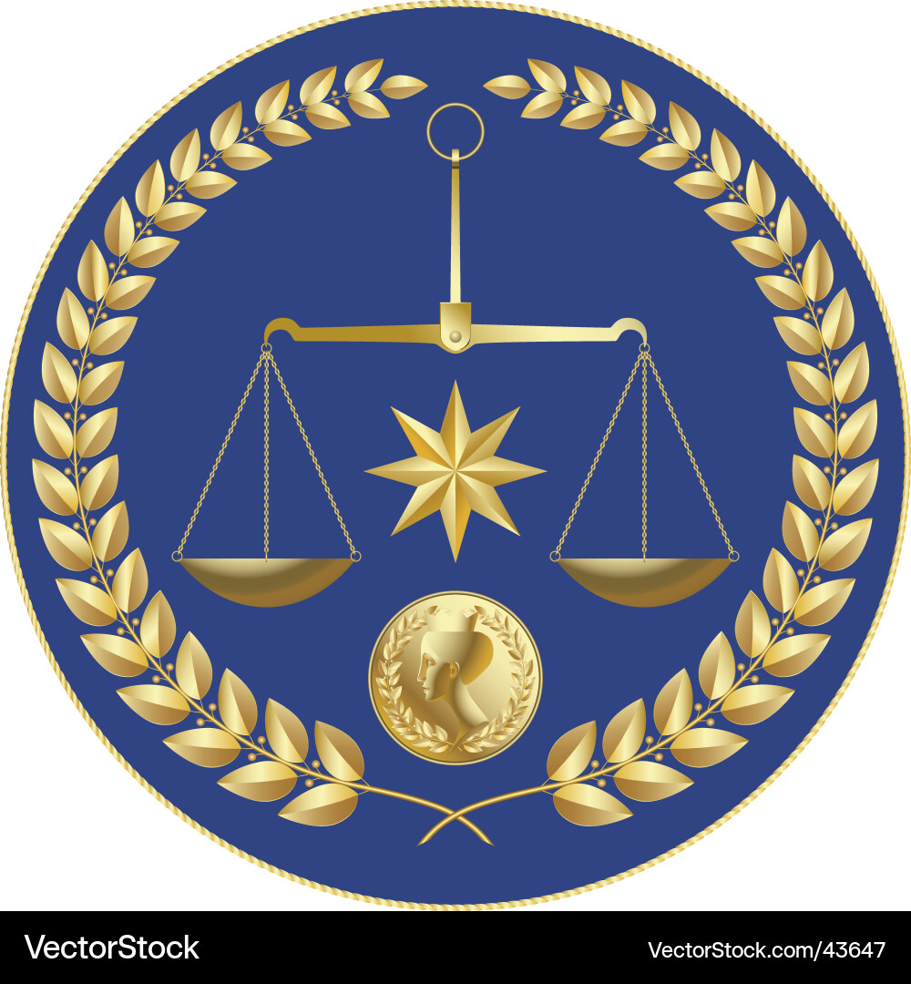 Gold Scales and Laurel Wreath Royalty Free Vector Image