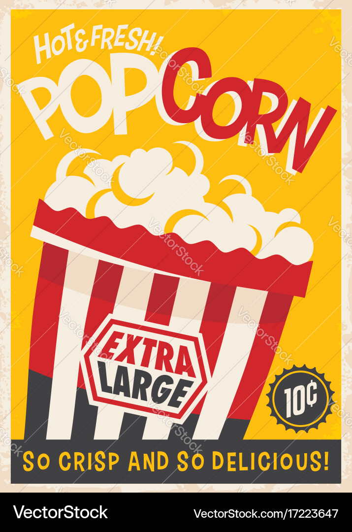 Popcorn retro poster Royalty Free Vector Image