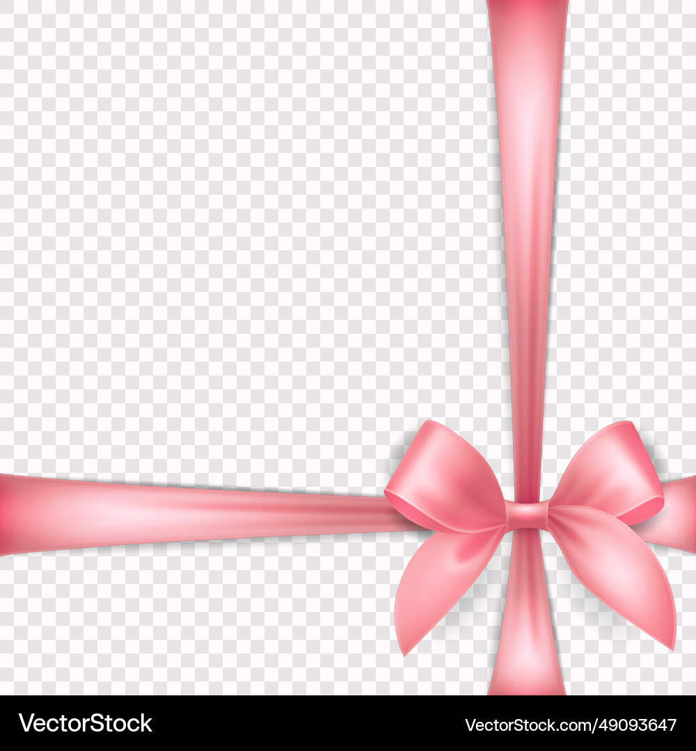 Realistic silk pink gift ribbon satin bow Vector Image