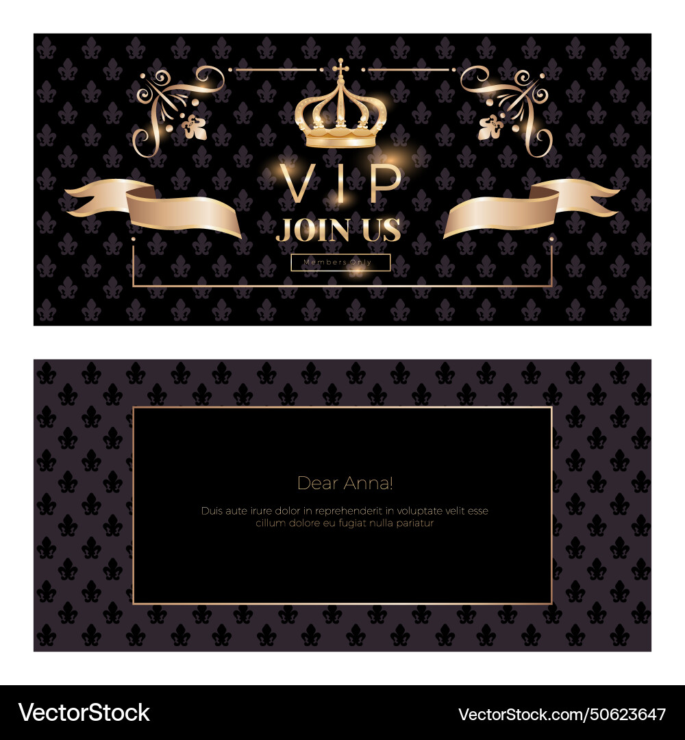 Royal vip invitation set Royalty Free Vector Image