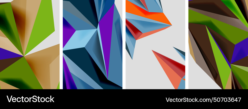 Set of mosaic triangle pattern abstract posters Vector Image