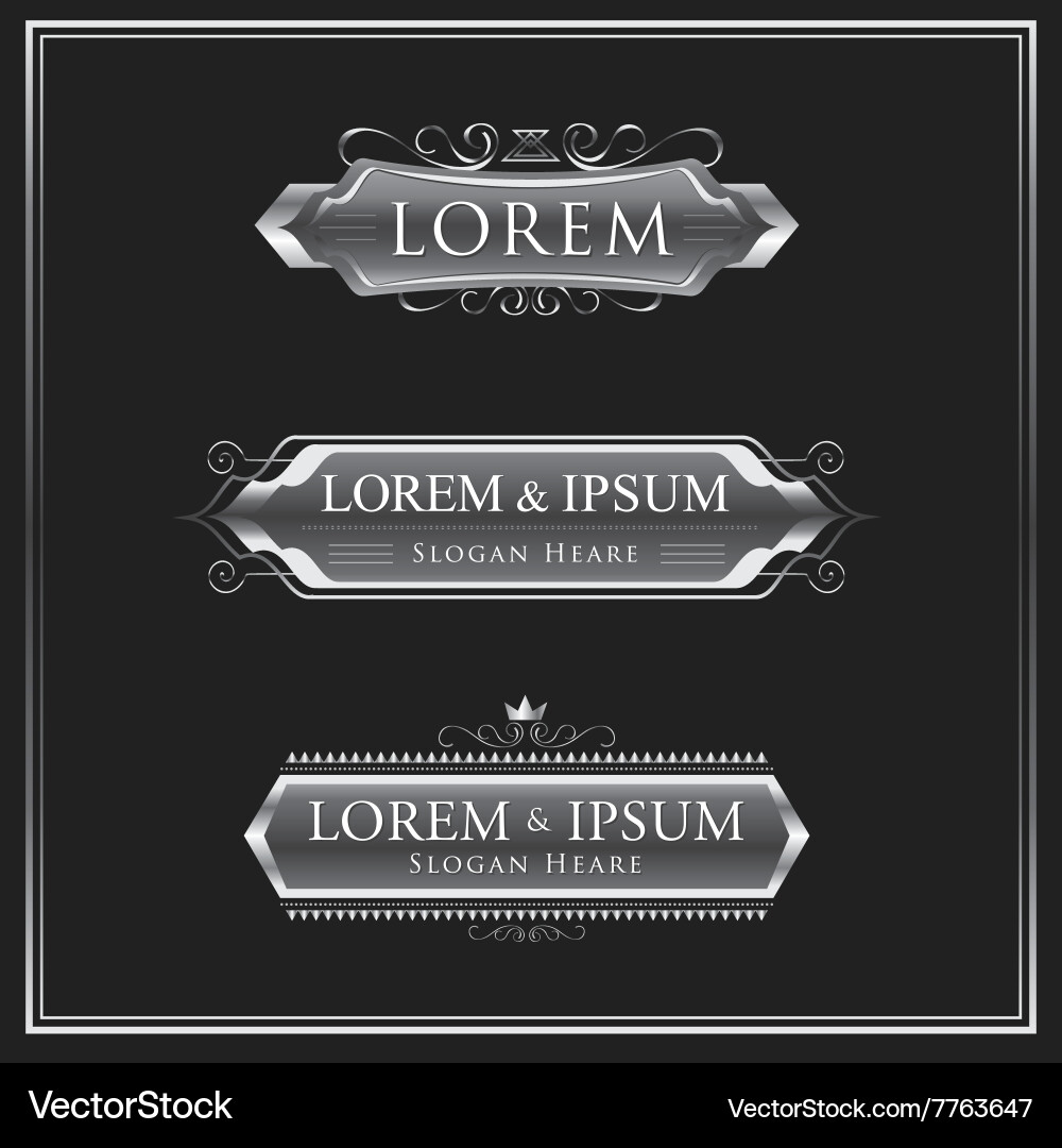 Silver logos calligraphic design template Vector Image