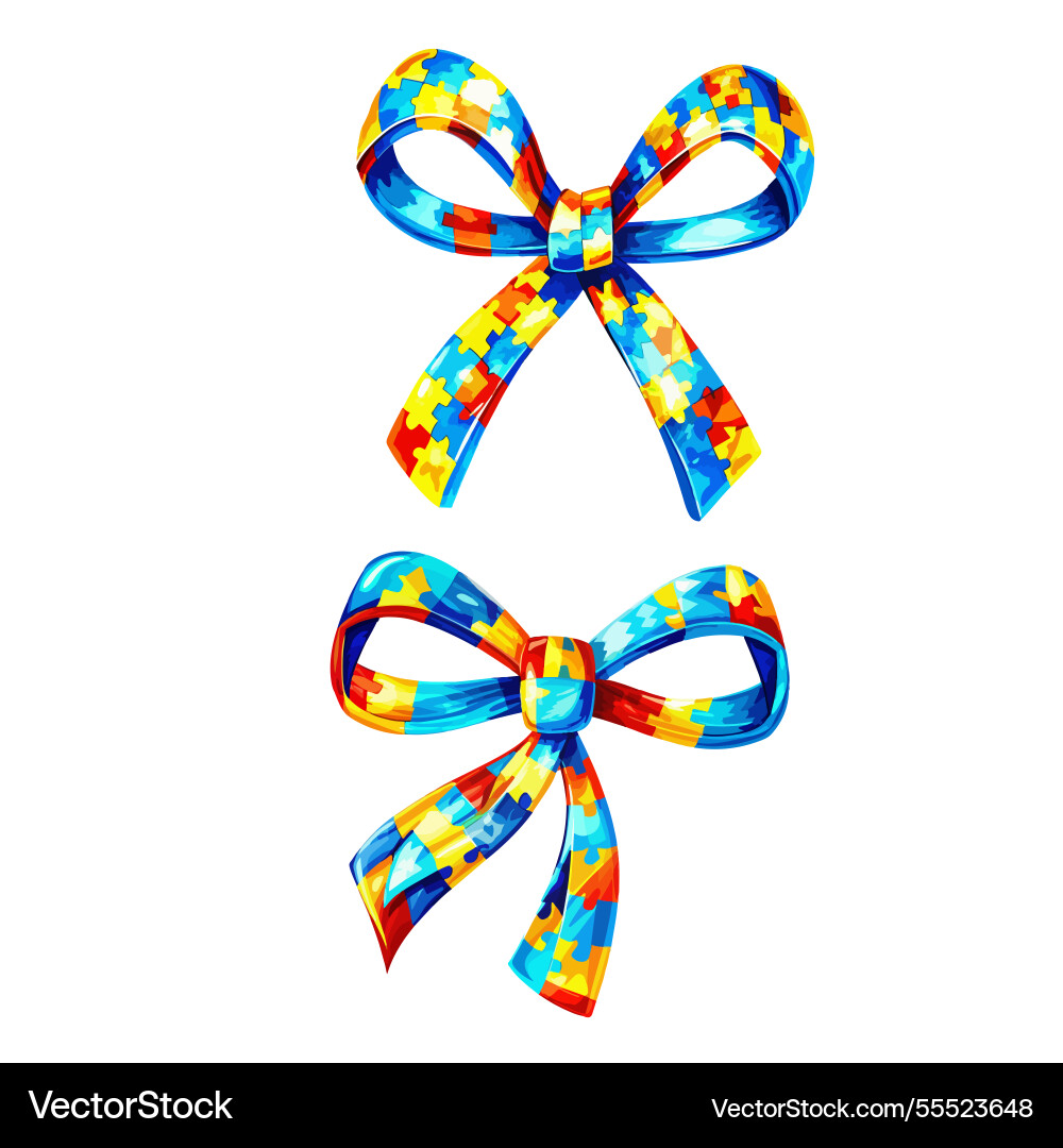 Autism puzzle ribbon Royalty Free Vector Image