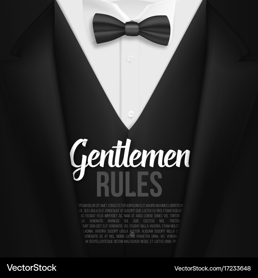 Black suit gentlemen rules list template Vector Image