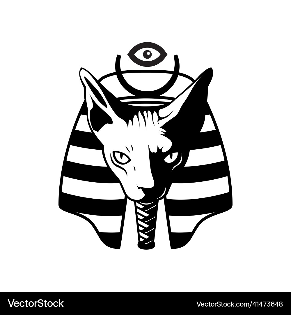 Egyptian goddess bast bastet black sphinx logo Vector Image