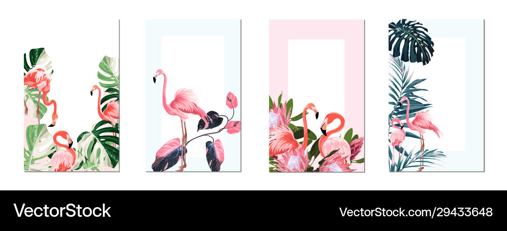 Flamingo card template set Royalty Free Vector Image