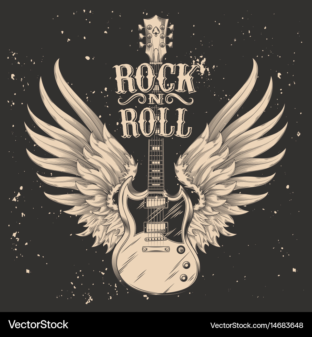 Rock Guitar with Wings Royalty Free Vector Image