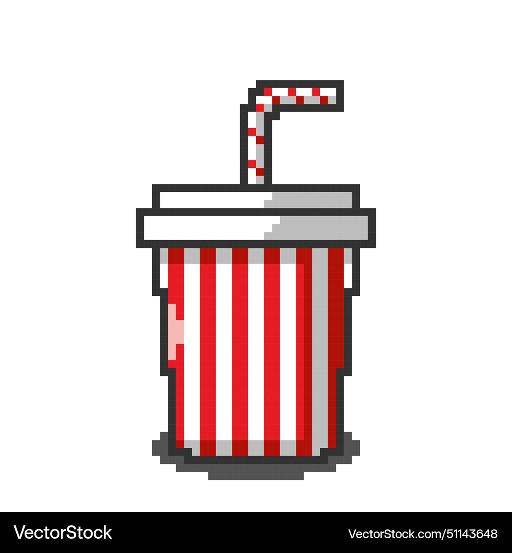 Soda cup with pixel art design Royalty Free Vector Image
