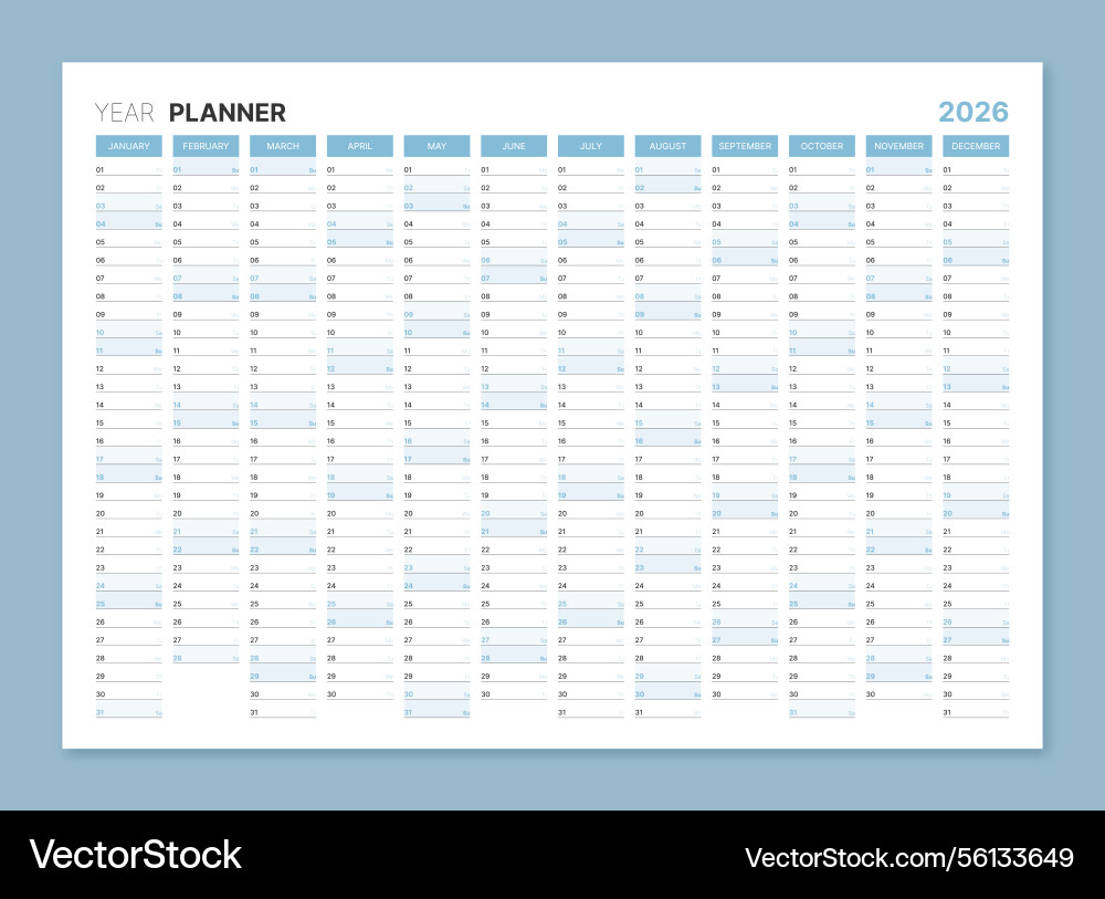 2026 year planner Royalty Free Vector Image - VectorStock