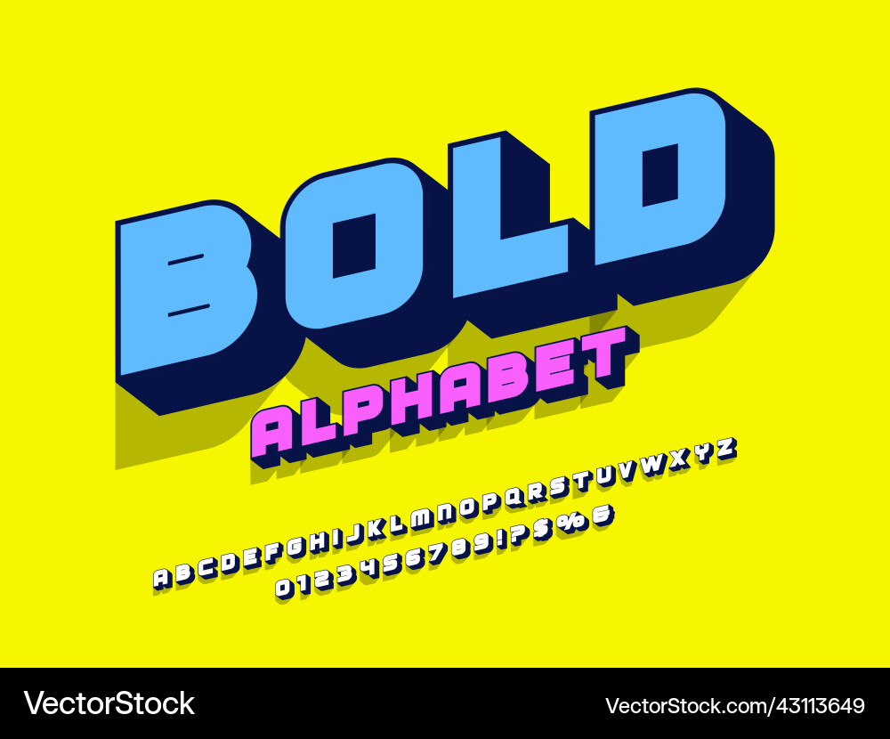 3d bold font Royalty Free Vector Image - VectorStock