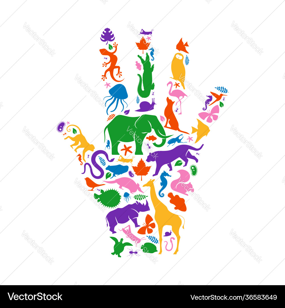 Colorful wild animal icon hand shape isolated Vector Image