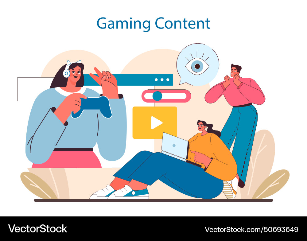 Gaming community interaction concept enthusiasts Vector Image